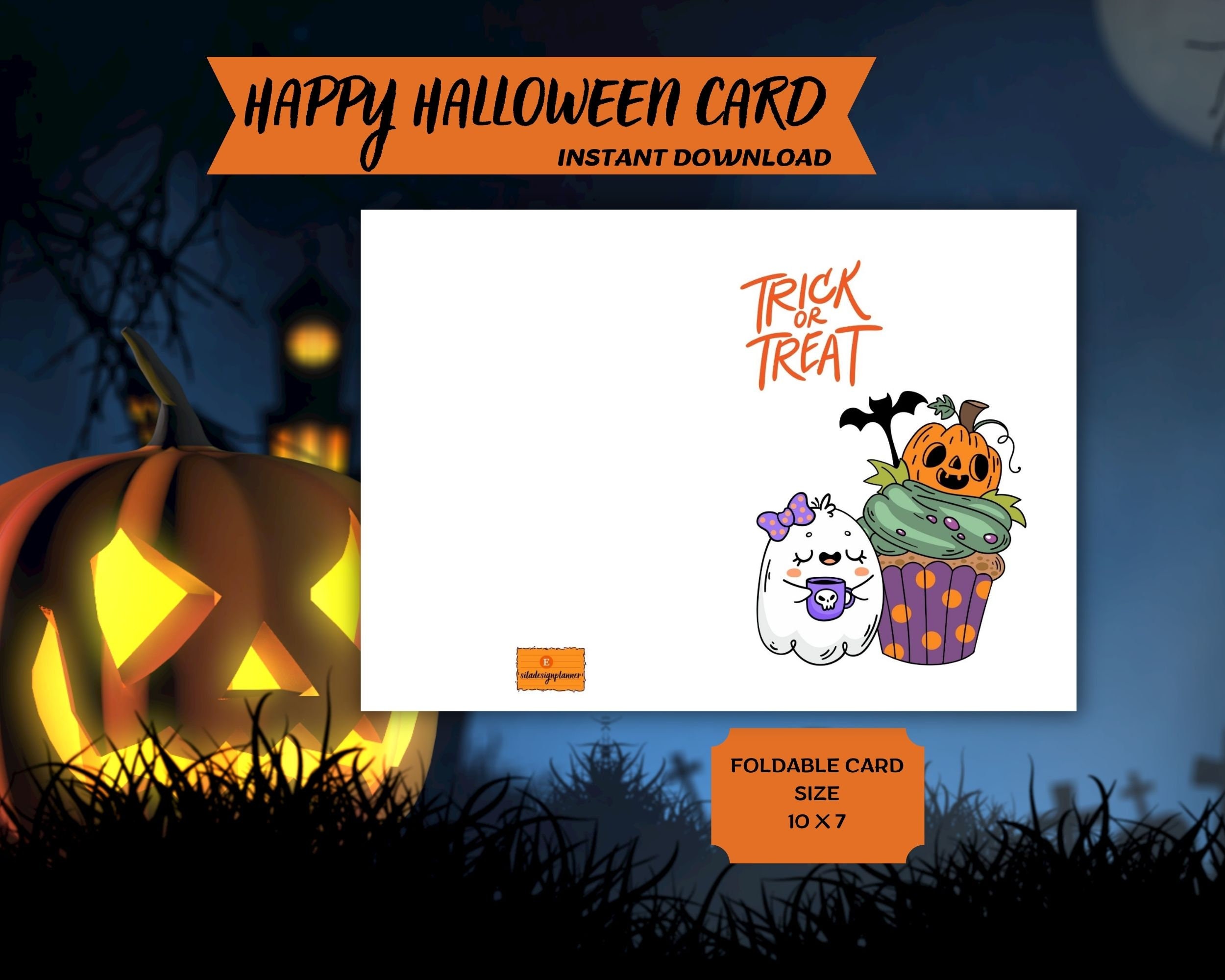 Halloween Greeting Card Printable, Trick or Treat Card, sold by ...