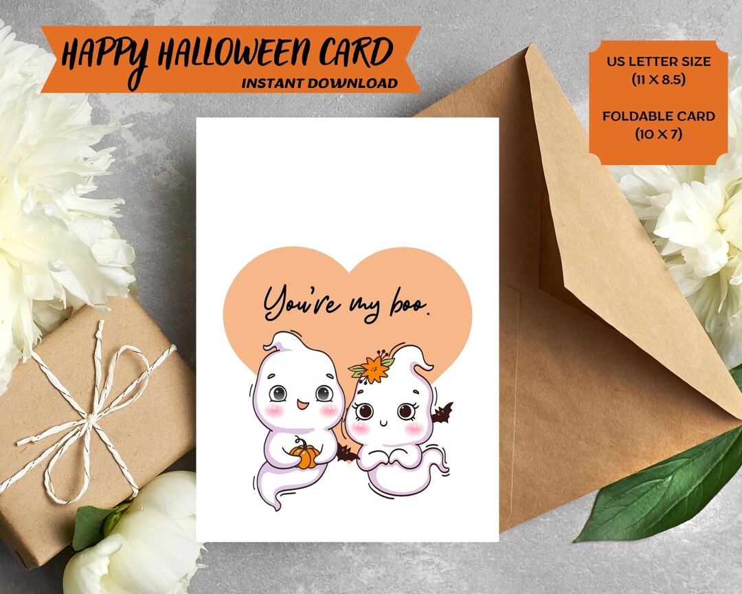Halloween Greeting Card Printable, You’re My Boo Card, Anniversary Card ...