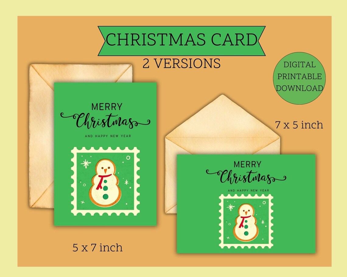 Colorful-pine Tree Themed Christmas Greeting Card Set, Printable ...