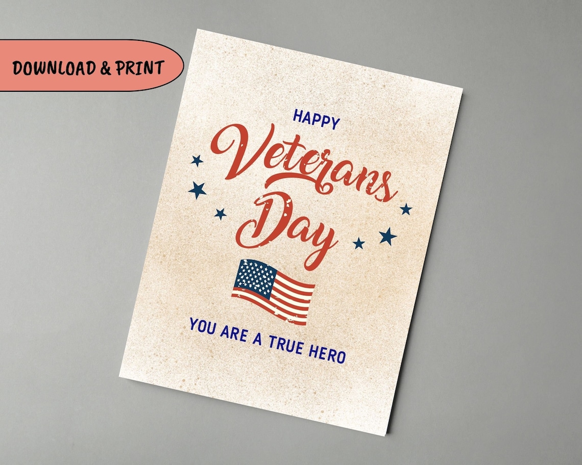 Veterans Day Card Printable, Thank You for Your Service: Veterans Day ...