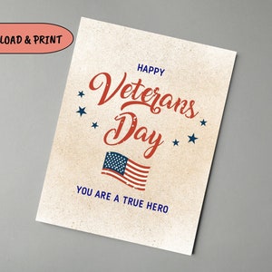 Veterans Day Card Printable, Thank You for Your Service: Veterans Day ...