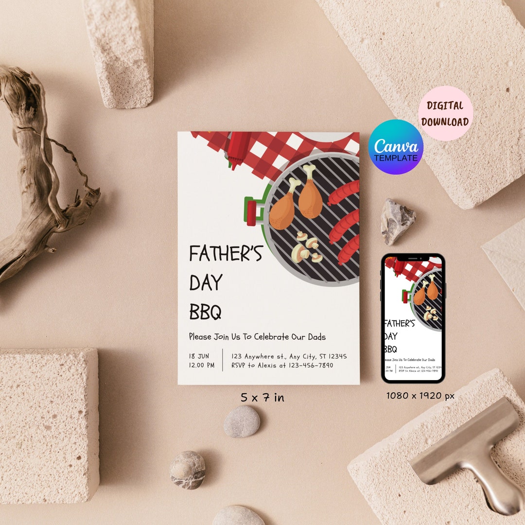 EDITABLE Fathers Day BBQ Invitation, Digital Fathers Day Lunch Meeting ...