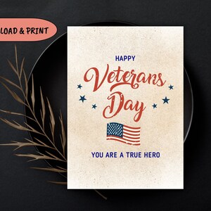 Veterans Day Card Printable, Thank You for Your Service: Veterans Day ...