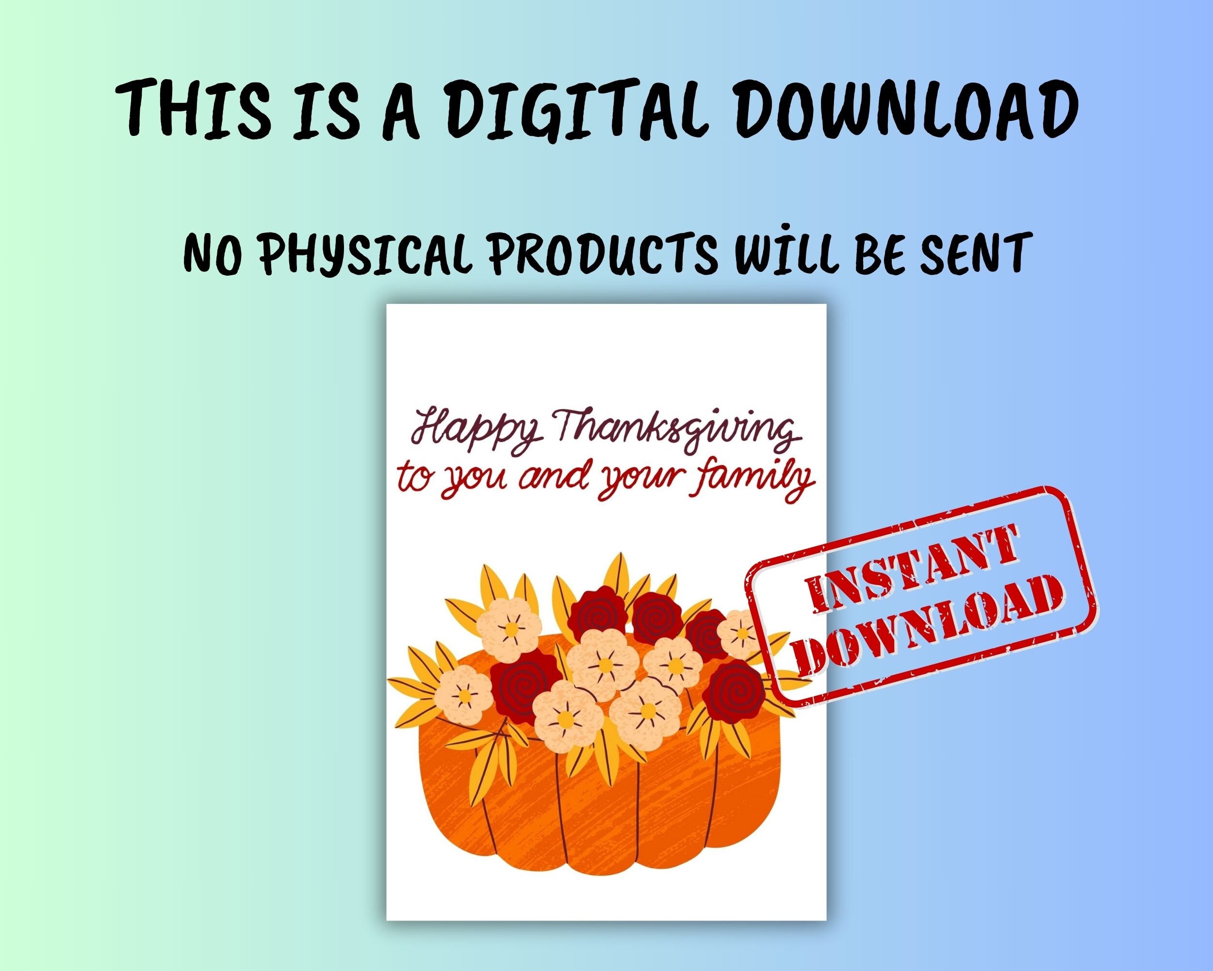 Printable Happy Thanksgiving Day Greeting Card, Thanksgiving Wishes ...
