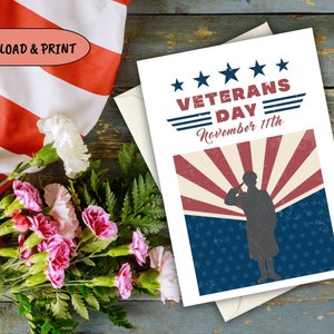 Printable Veterans Day Thank You Cards, Day of Remembrance Card, Thank ...
