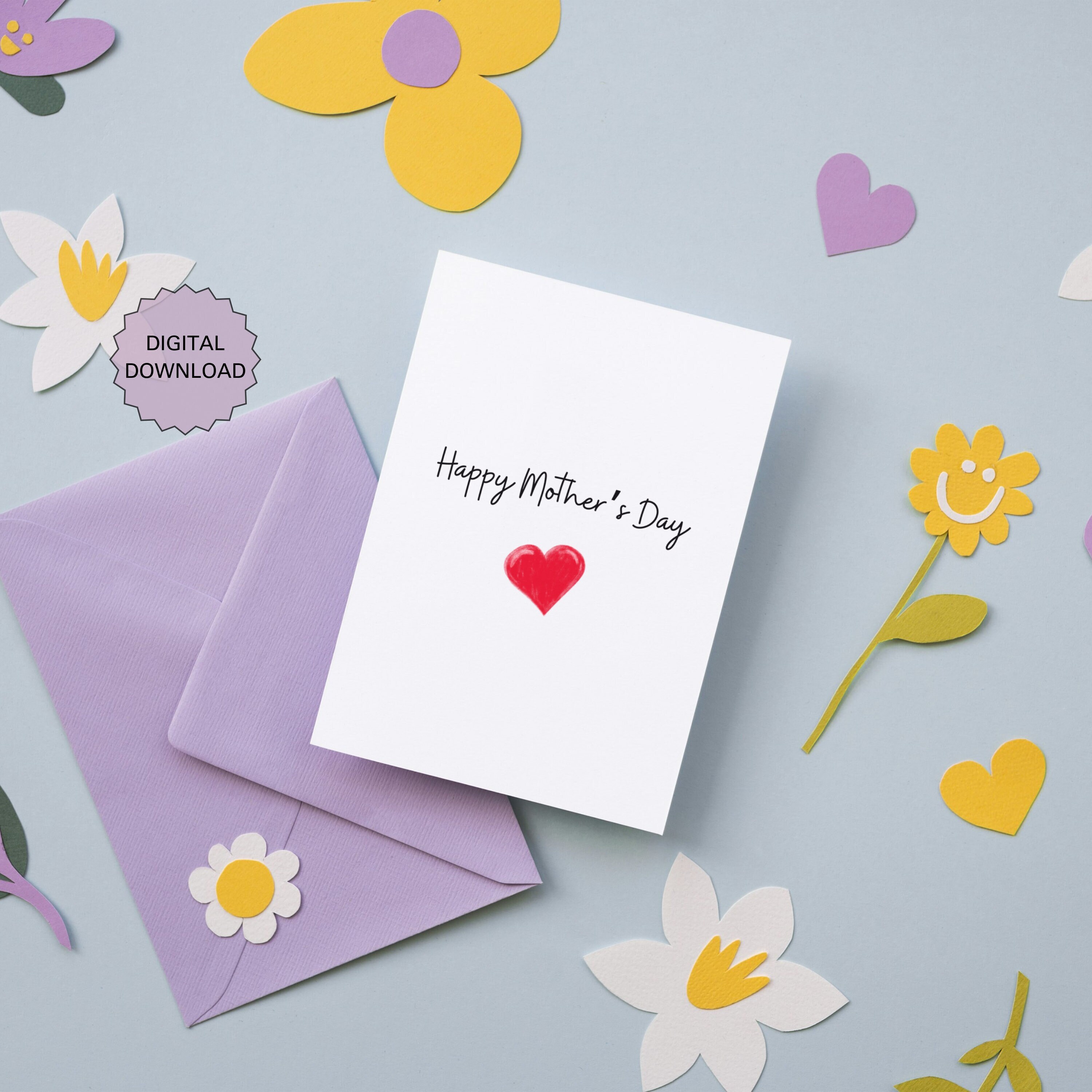 Simple Mother's Day Card Printable, Printable Mothers Day Card, Digital ...
