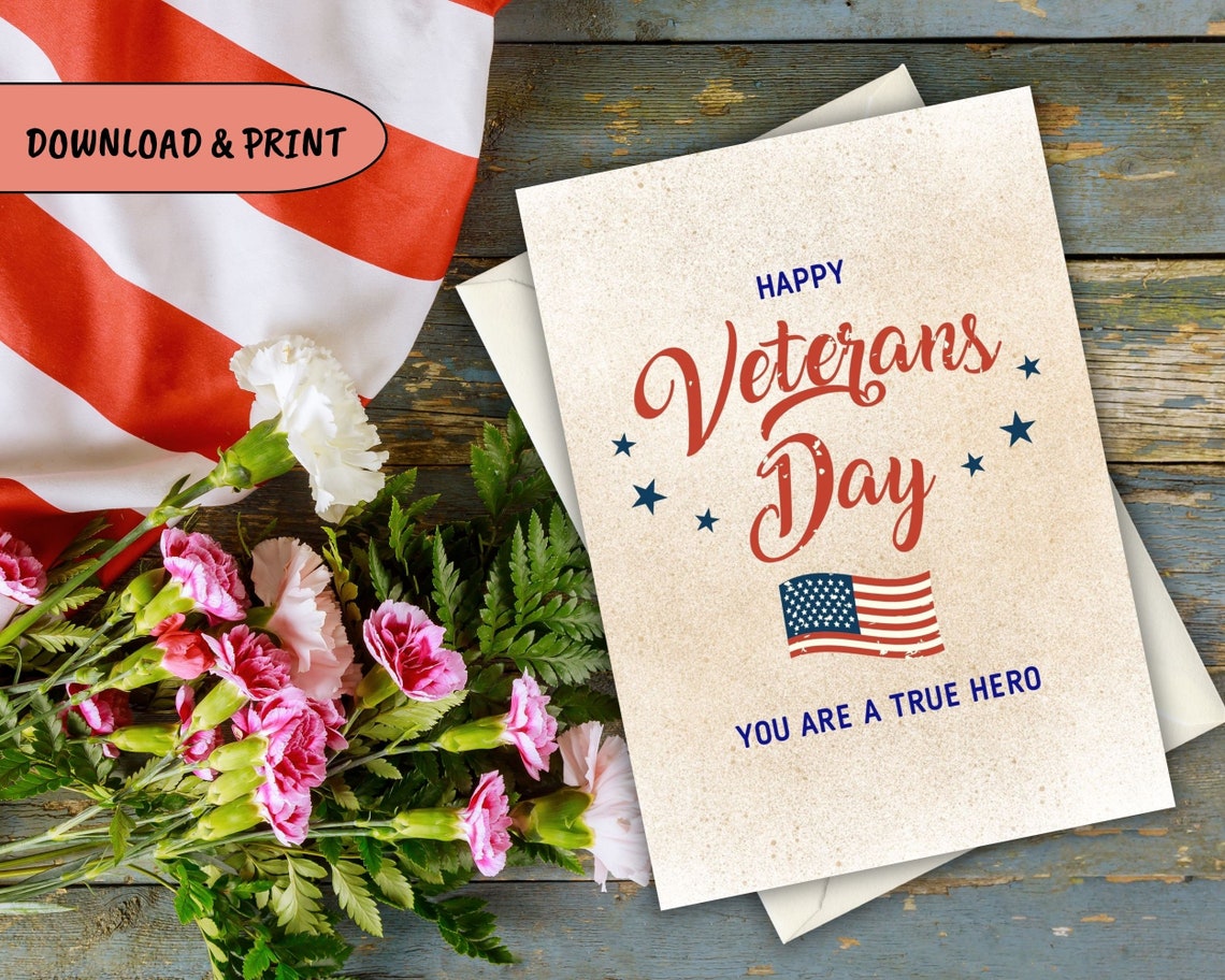 Veterans Day Card Printable, Thank You for Your Service: Veterans Day ...