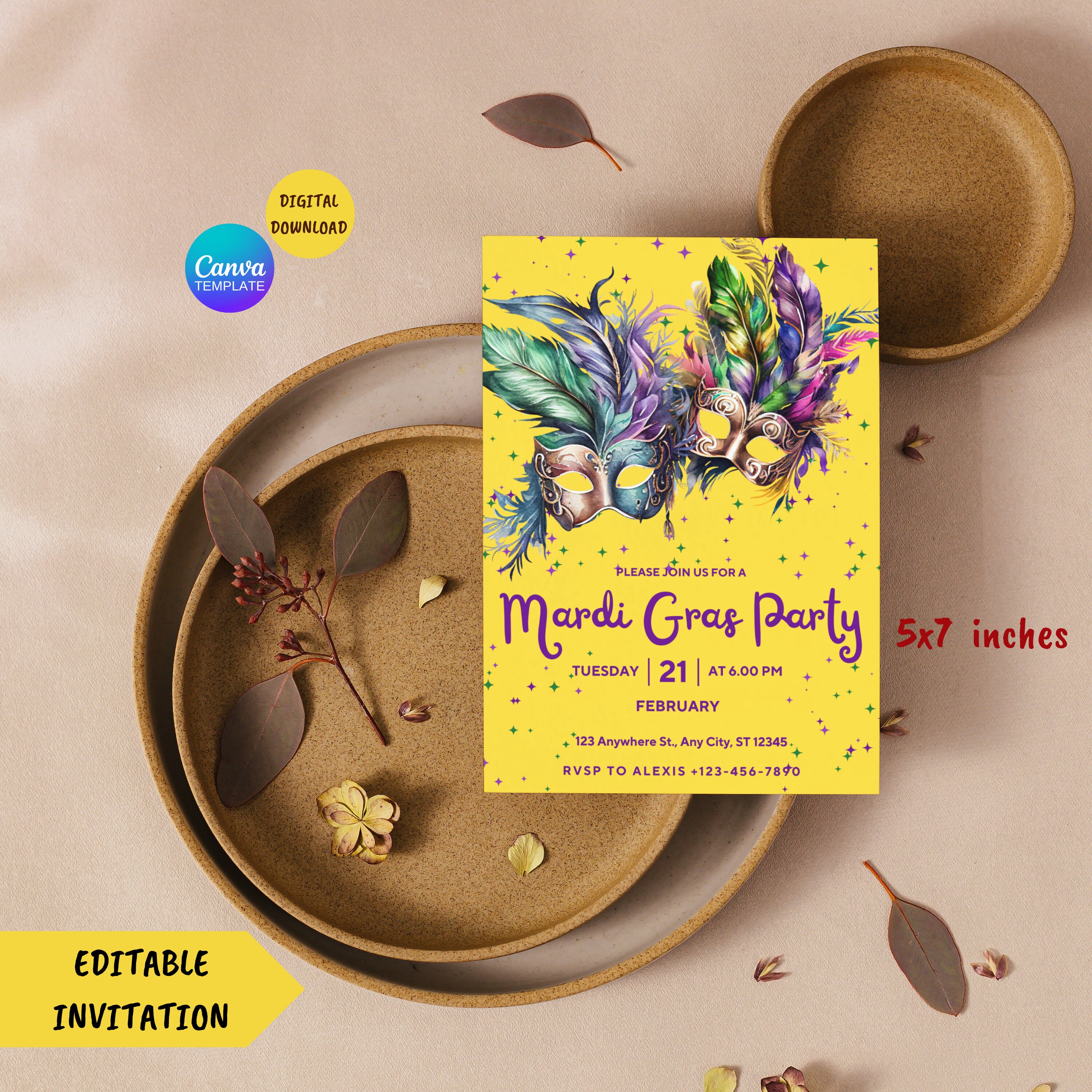 EDITABLE Mardi Gras Party Invitation, Mardi Gras Invitation Poster ...