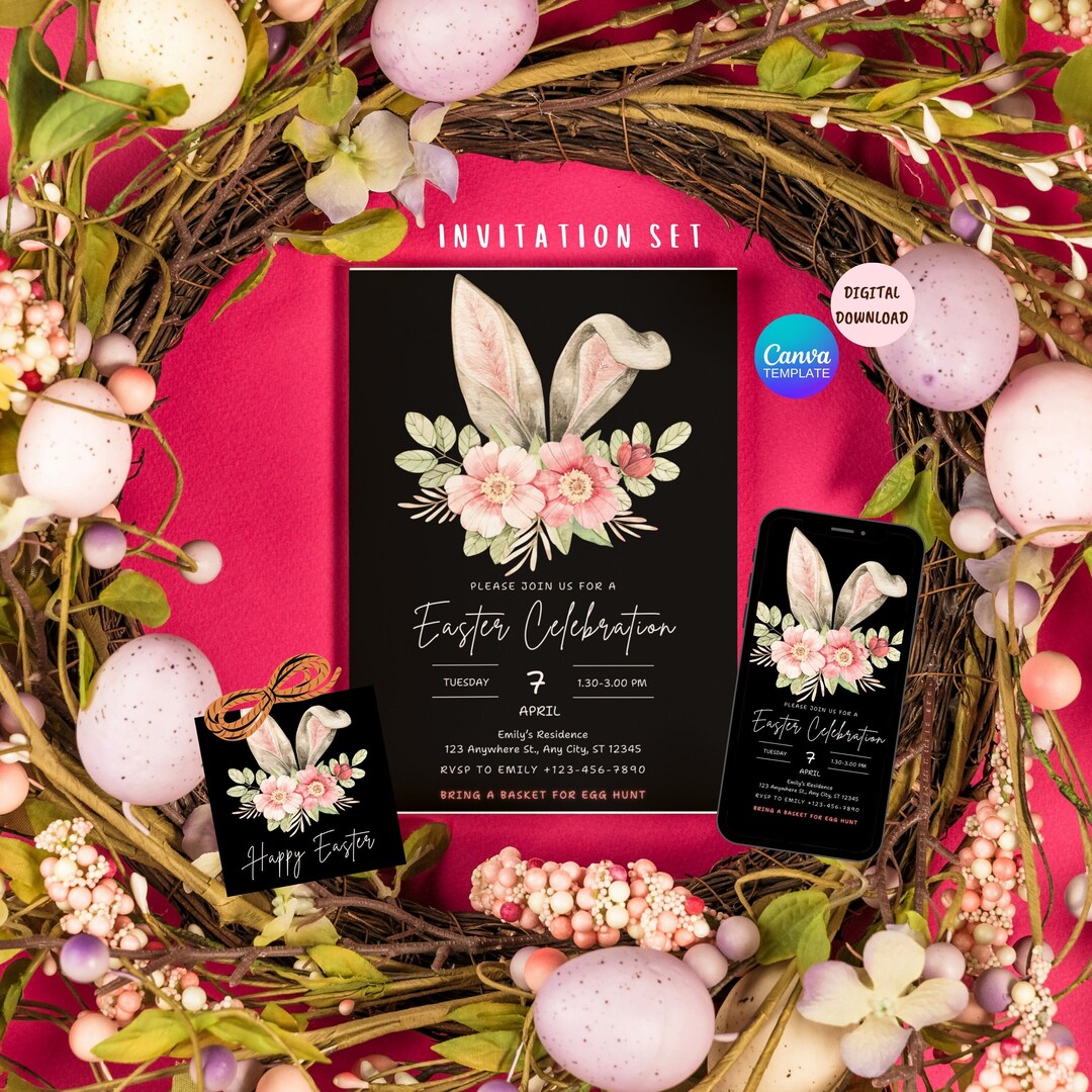 EDITABLE Easter Egg Hunt Invitation, Easter Brunch Invitation ...