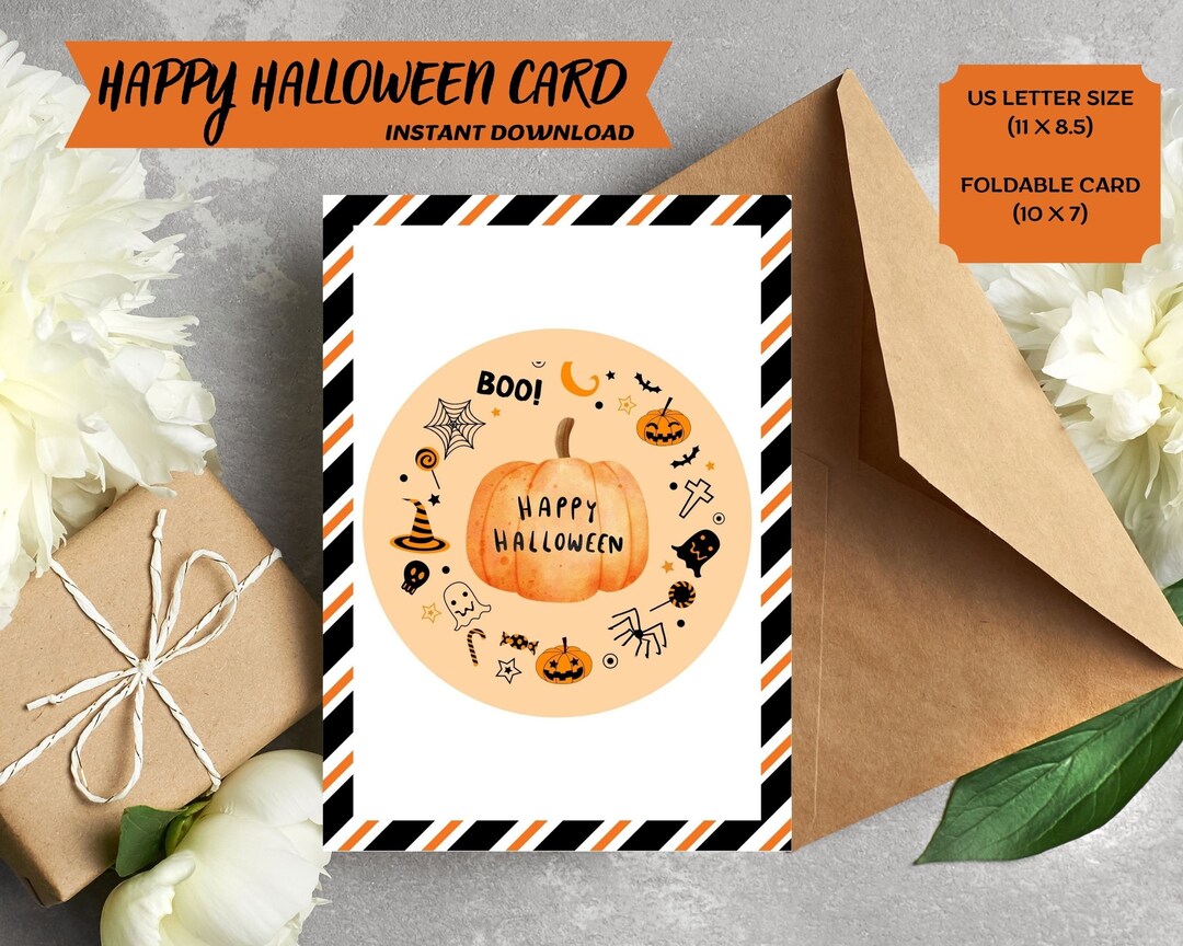 Printable Halloween Cards Happy Halloween Greeting Cards - Etsy