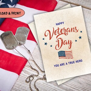 Veterans Day Card Printable, Thank You for Your Service: Veterans Day ...