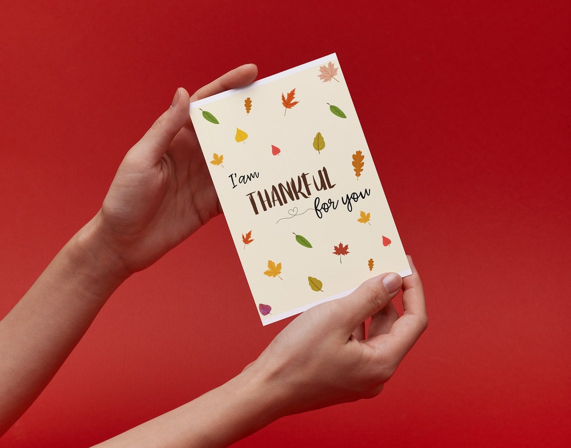 I'am Thankful for You Card, Printable Thanksgiving Greeting Card, First ...