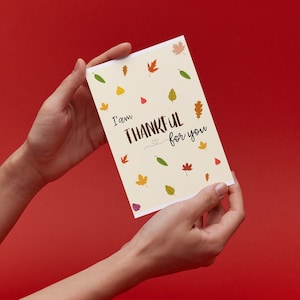 I'am Thankful for You Card, Printable Thanksgiving Greeting Card, First ...