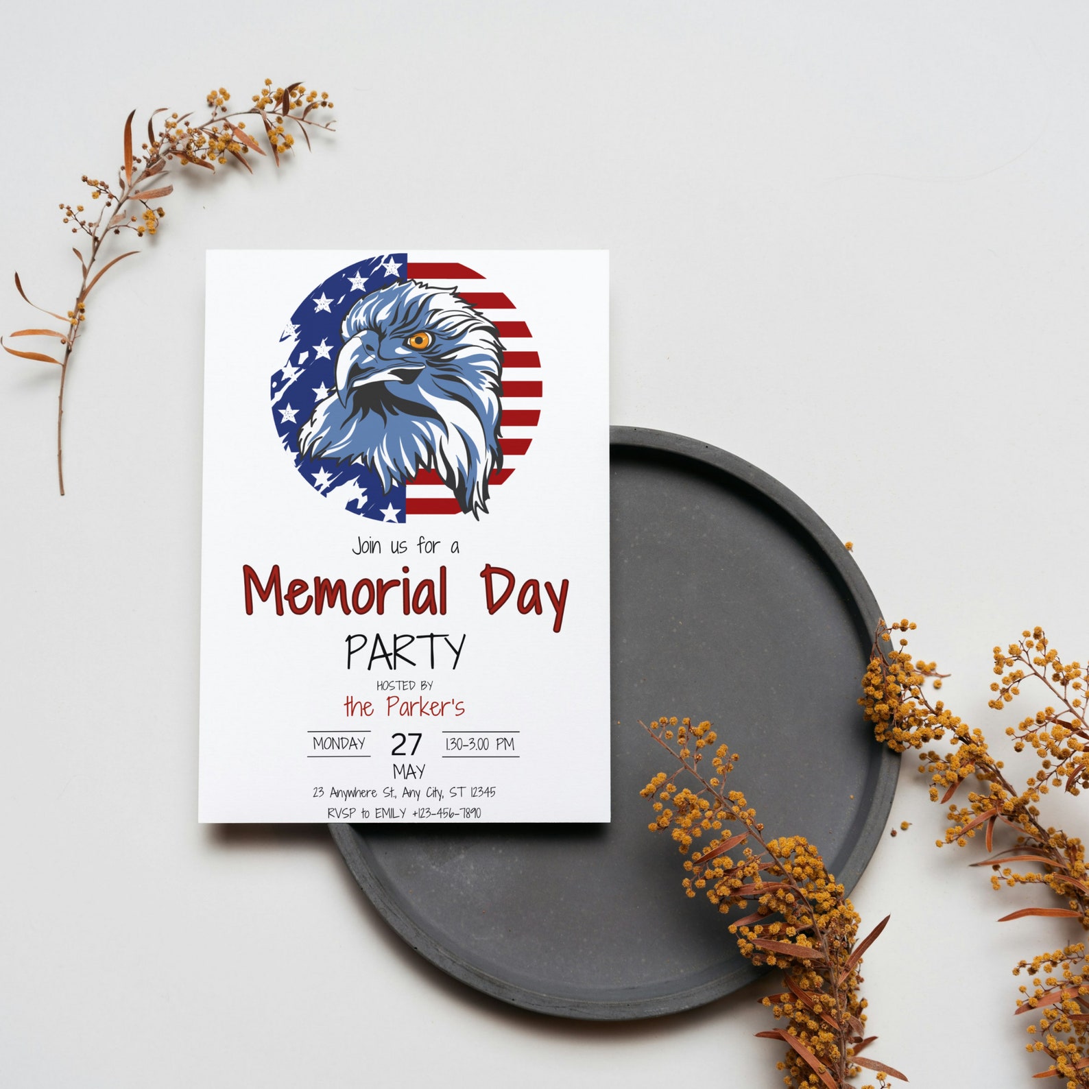 EDITABLE Memorial Day Party Invitation, Printable Memorial Day ...