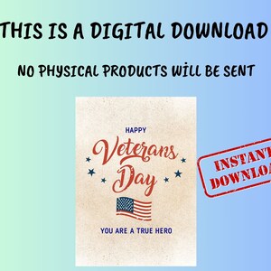 Veterans Day Card Printable, Thank You for Your Service: Veterans Day ...