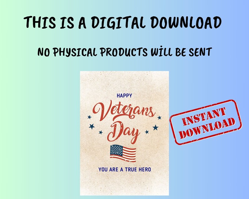 Veterans Day Card Printable, Thank You for Your Service: Veterans Day ...