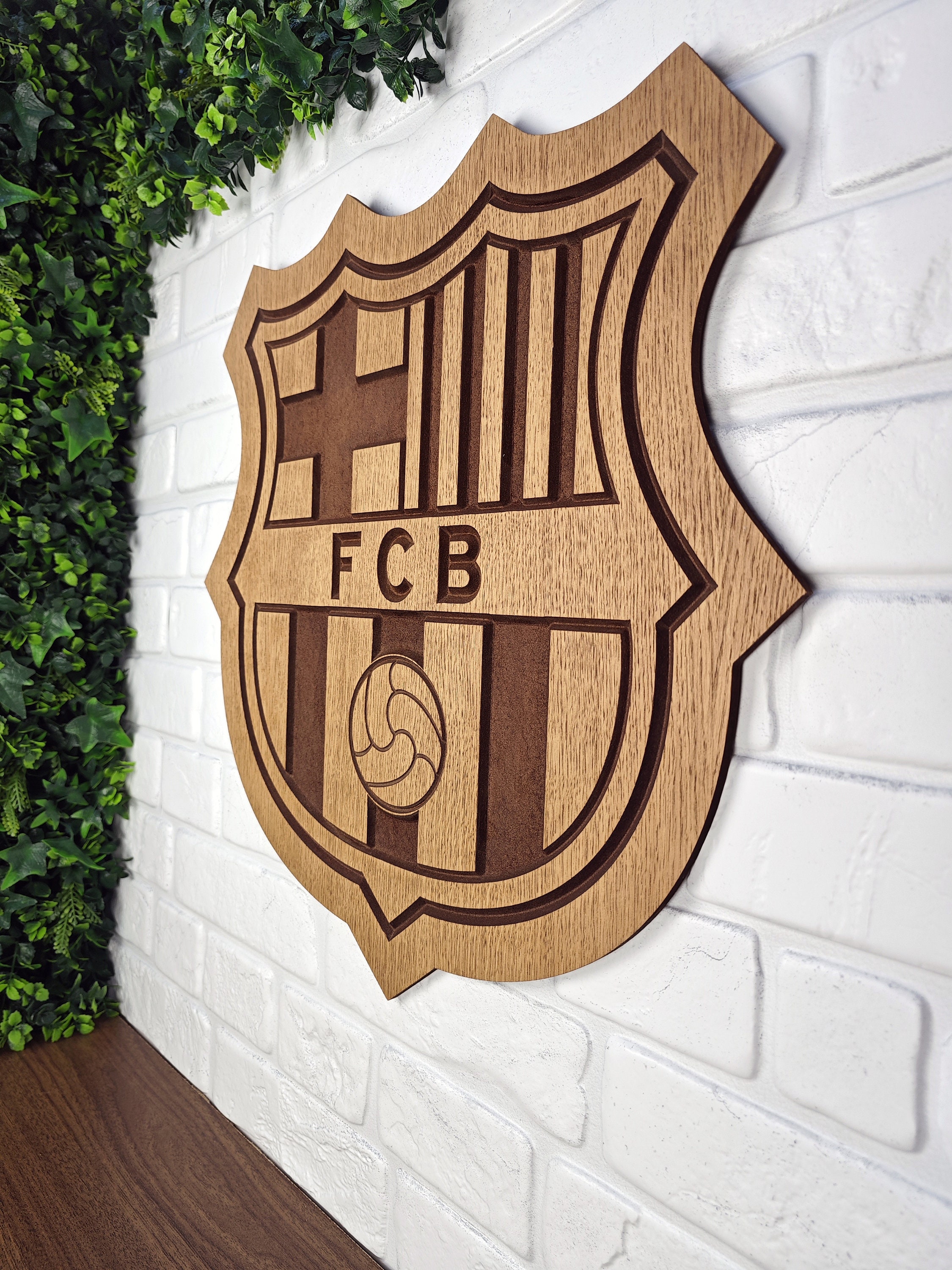 FC Barcelona Wooden Led Sign, Barcelona Wooden Lamp, FC Barcelona ...