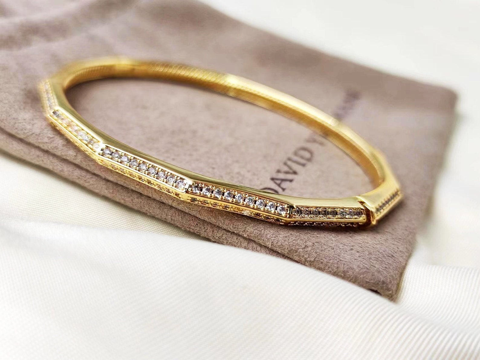 Gifts for Her STAX Angular 18K Gold Zirconia Bracelet 3MM Bracelet - Etsy