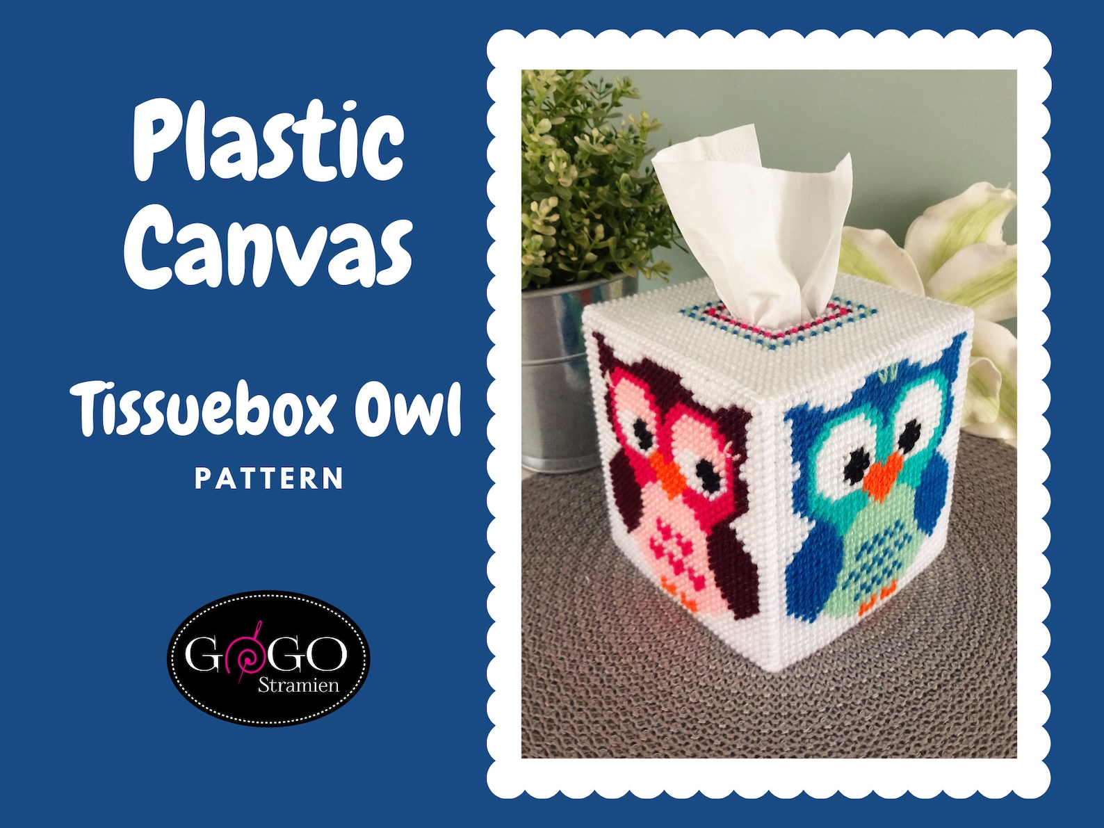 PDF Tissue Box Cover Owls, Plastic Canvas Needlework, 7 Count Pattern ...