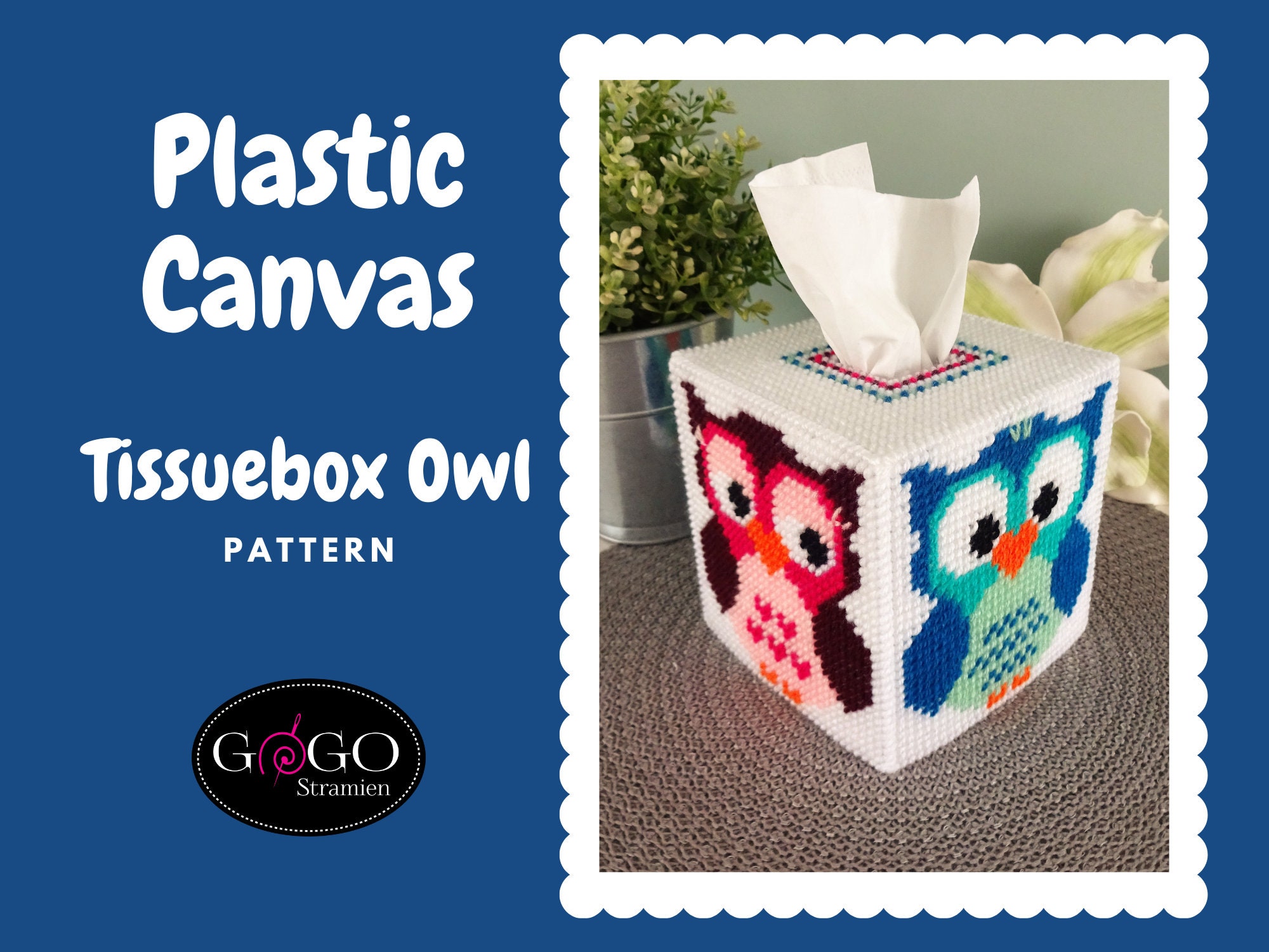 PDF Tissue Box Cover Owls, Plastic Canvas Needlework, 7 Count Pattern ...
