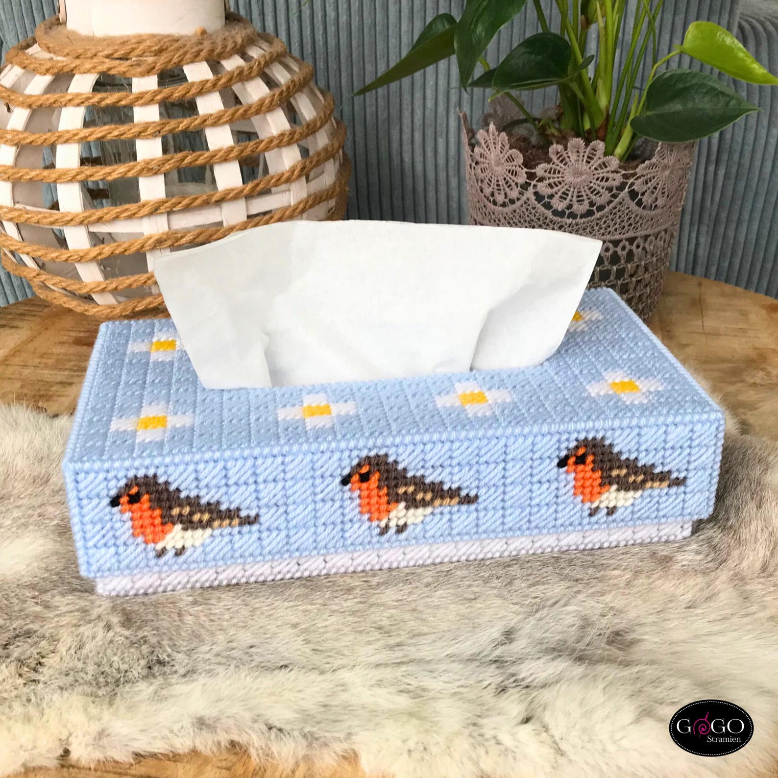 PDF Tissue Box Cover European Robin, Plastic Canvas Needlework, 7 Count ...