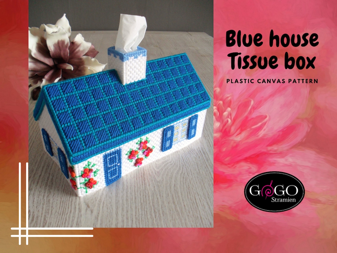 PDF Tissue Box Holder Blue House, Plastic Canvas Needlework, 7 Count ...