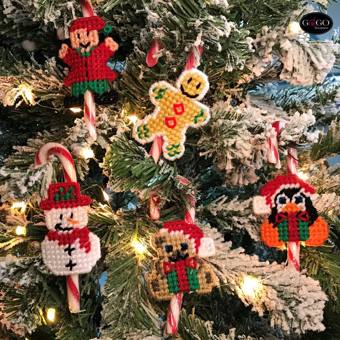 PDF Christmas Candy Canes Plastic Canvas Pattern 7 Count English ...