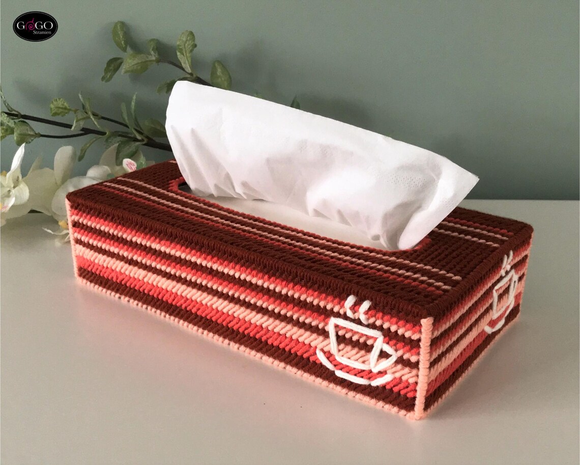 PDF Tissue Box Cover Coffee, Plastic Canvas Needlework, 7 Count Pattern ...