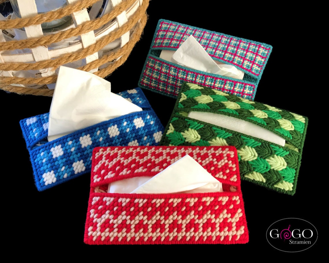 PDF Tissue Covers, Plastic Canvas Needlework, 7 Count Pattern English ...