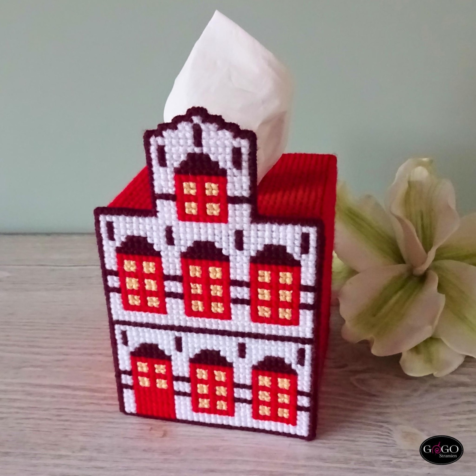 PDF Tissue Box Cover Red Canal House, Plastic Canvas Needlework, 7 ...