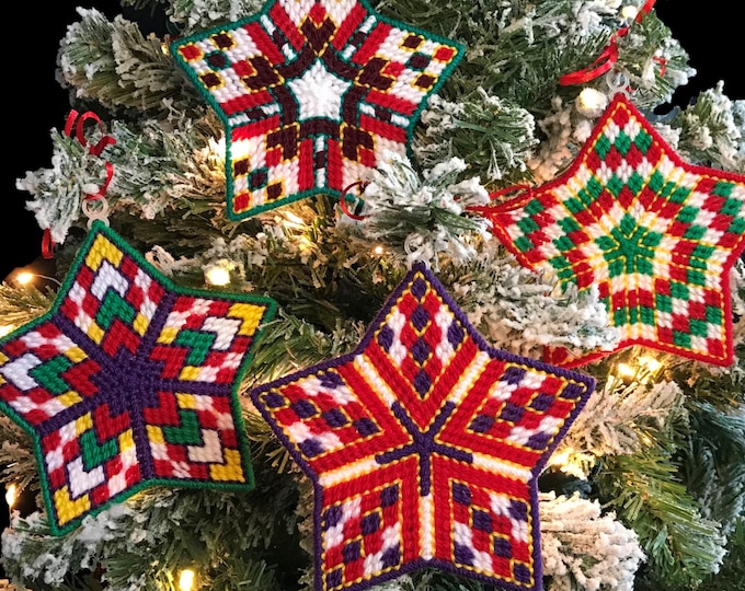 PDF Christmas Stars Plastic Canvas 7 Count Pattern English Needlepoint ...