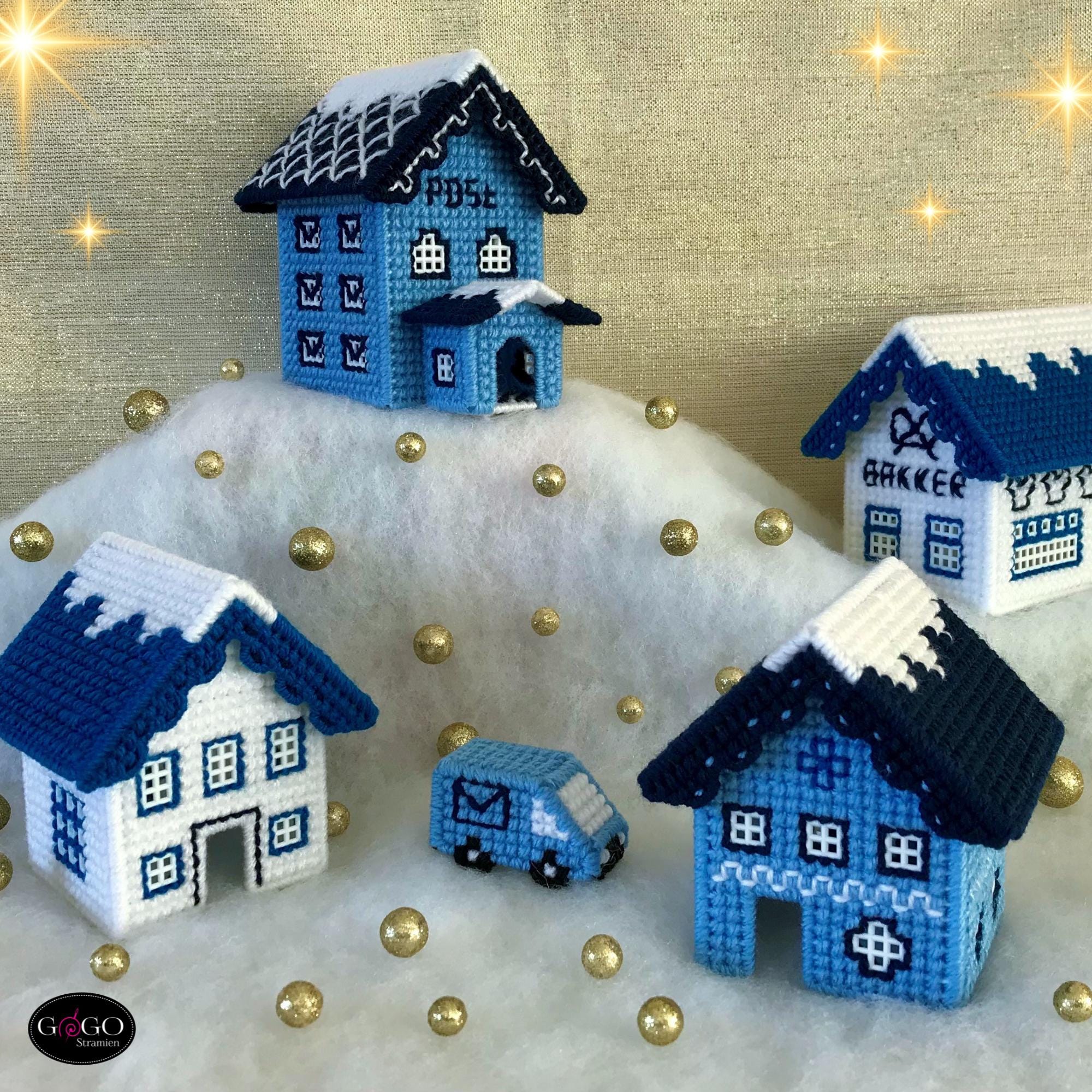 PDF Winter Village Cottages, Plastic Canvas Needlework, 7 Count Houses ...
