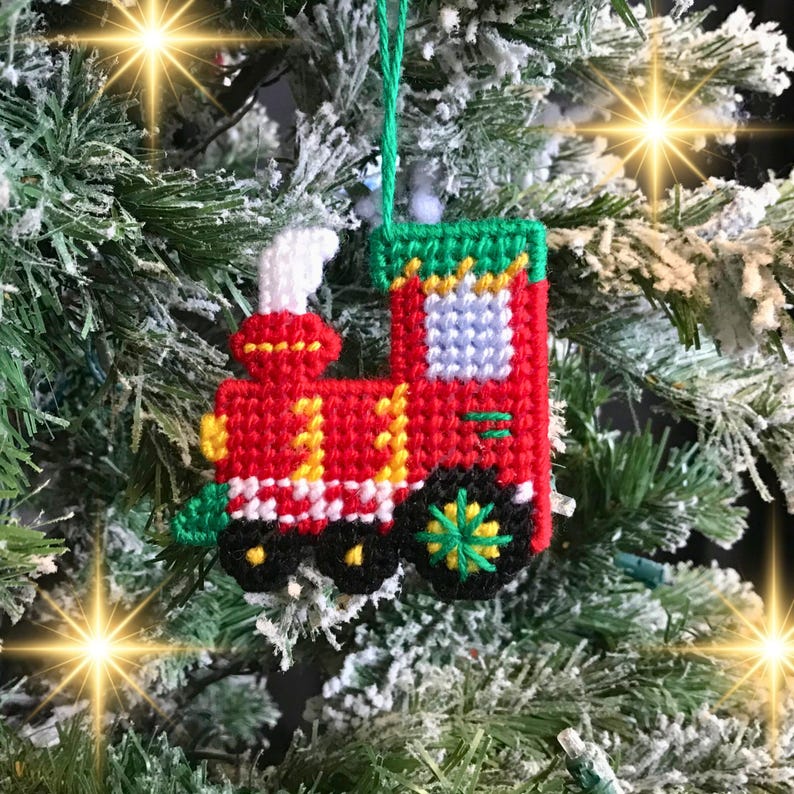 PDF Christmas Locomotive, Plastic Canvas Needlework, 7 Count Pattern ...