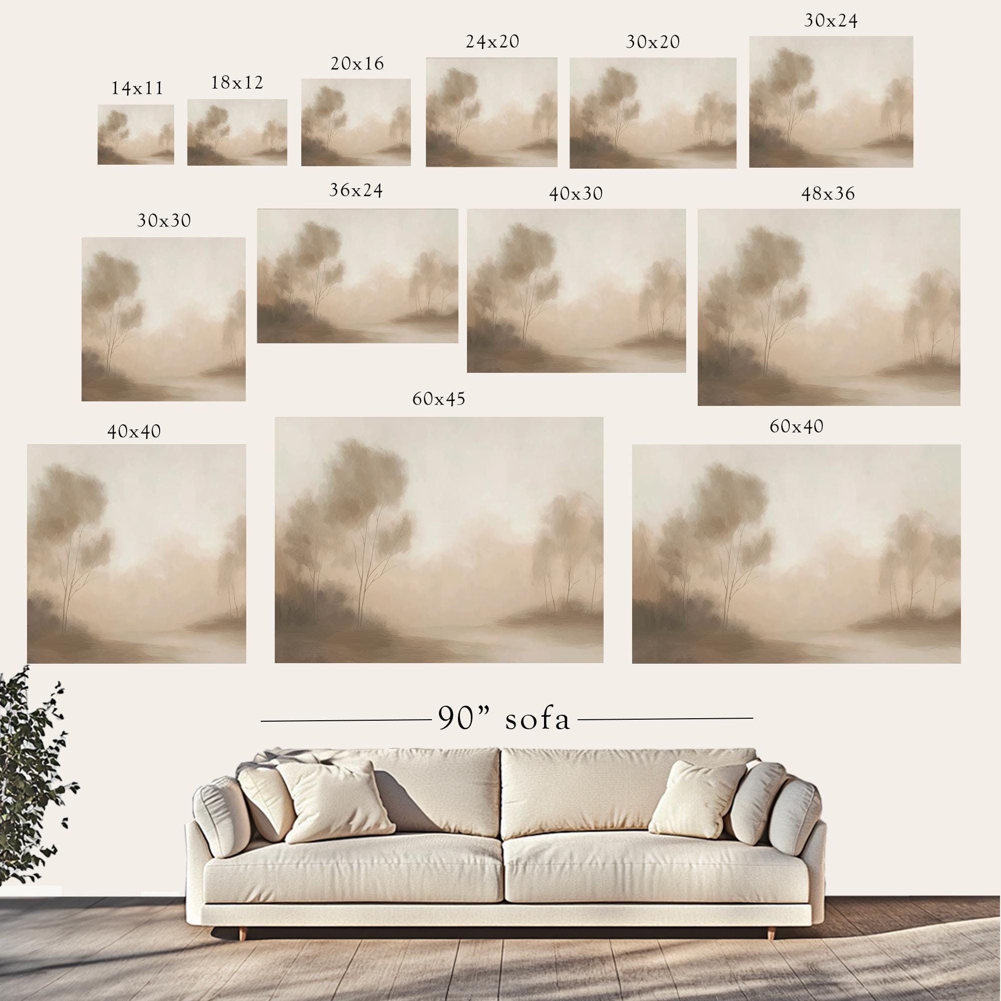 Autumn Breeze – Neutral Fall Landscape Unframed Art Print, Earthy ...