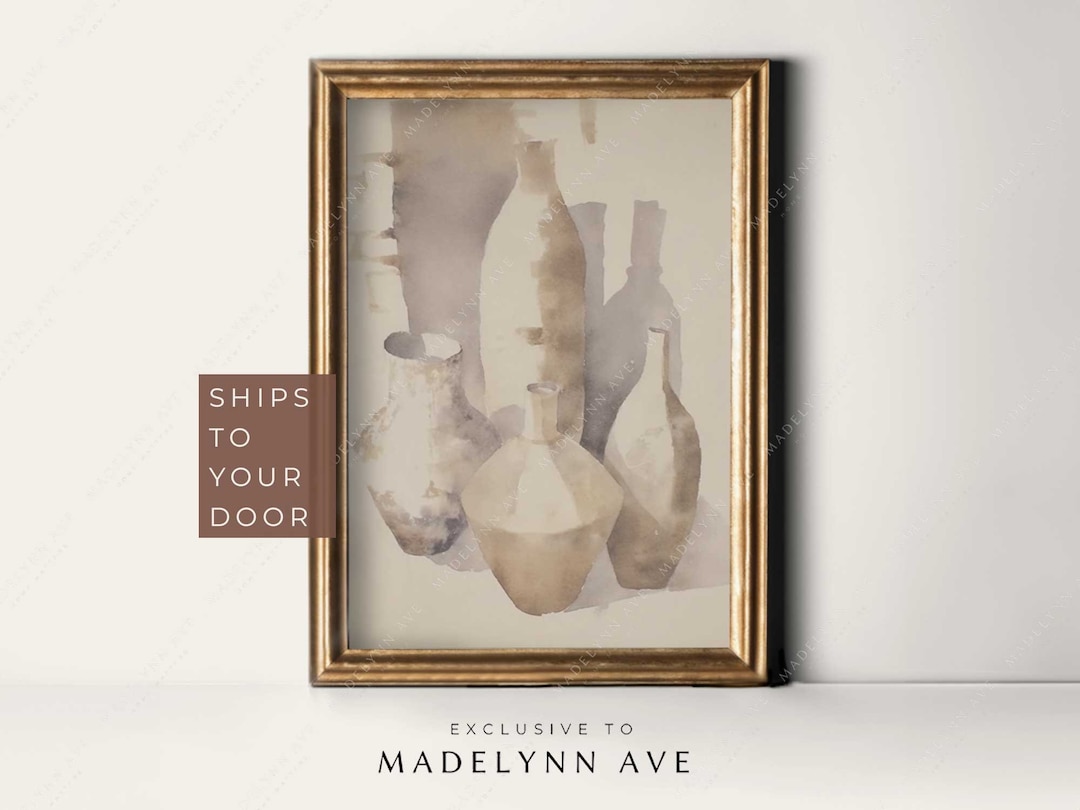 Watercolor Still Life Painting, Neutral Still Life Painting, Vintage ...