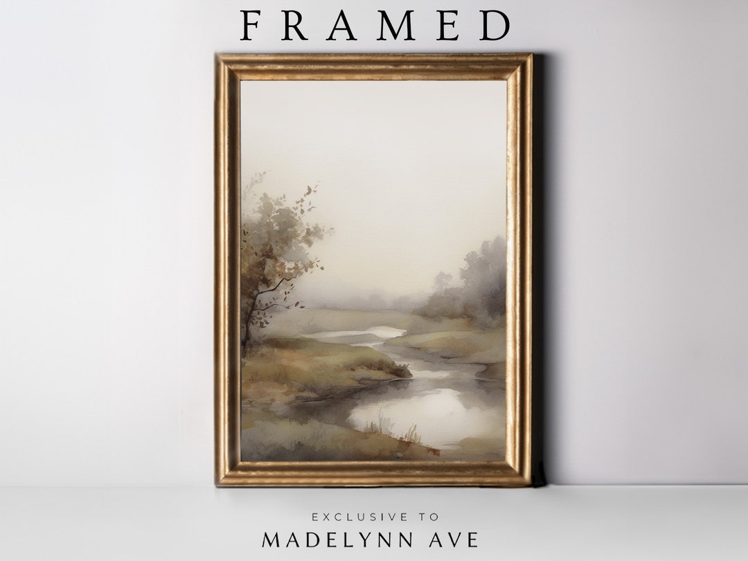 Framed Neutral Fall Landscape Art Print, Framed Abstract Fall Art Print ...