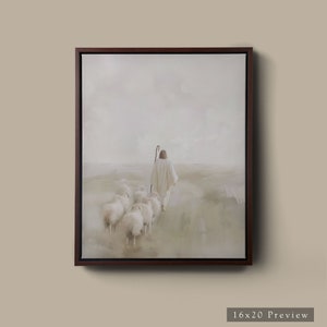 Minimalist Christian Framed Art Print, Neutral Jesus Wall Art for ...