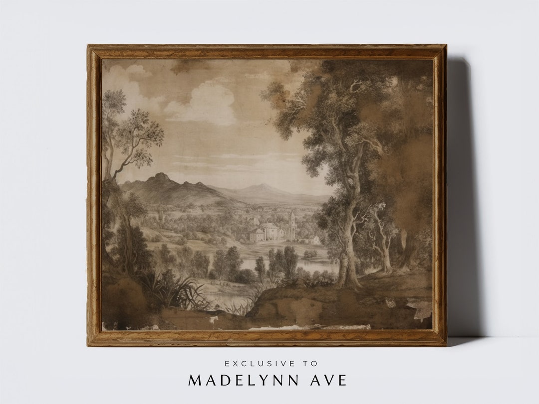 Vintage Landscape Art Print, Toile Art Print, Vintage Landscape Wall ...