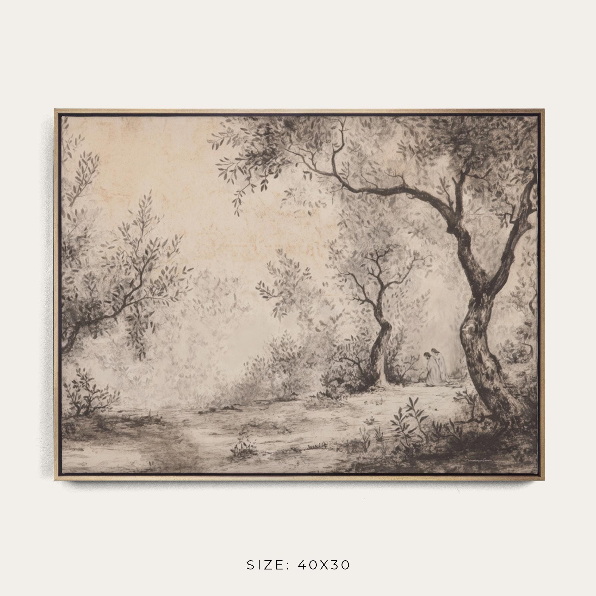 Jesus in the Garden of Gethsemane Art Print - Framed Canvas Christian ...