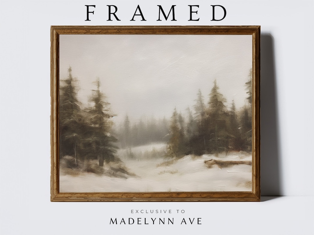 Framed Pine Trees Art Print, Framed Oil Painting of Pine Trees, Framed ...