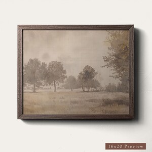 Framed Autumn Fields Landscape Drawing Art Print Vintage Style for Fall ...