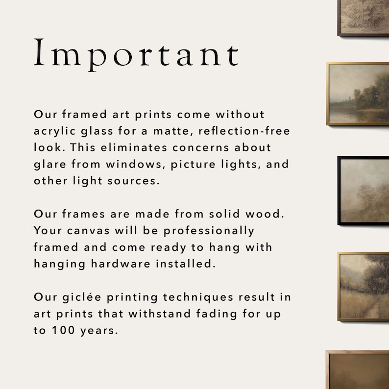 Framed Moody Fall Art Print Lake Landscape, Ready to Hang Vintage ...