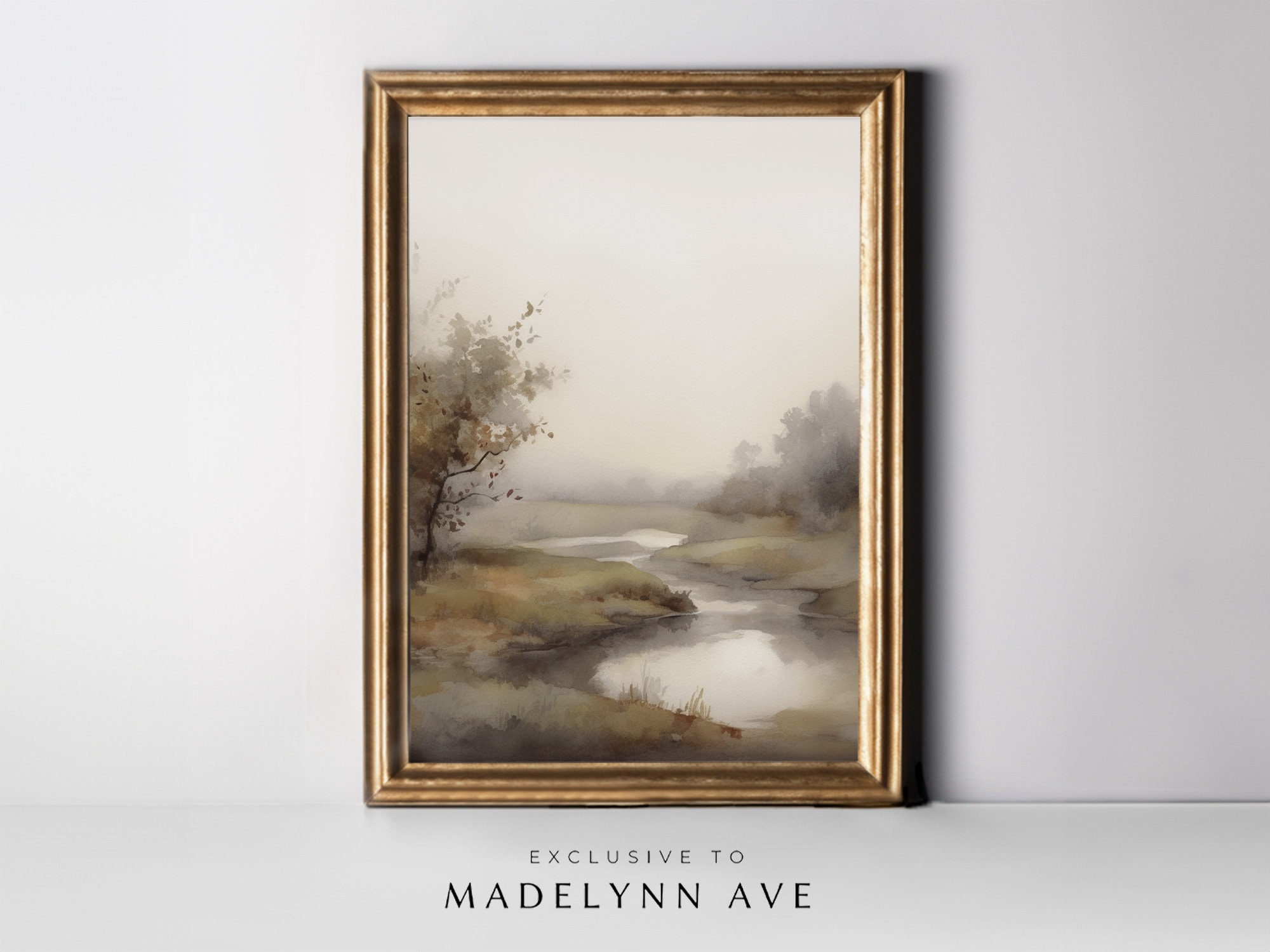 Neutral Fall Landscape Art Print, Abstract Fall Art Print, Autumn ...