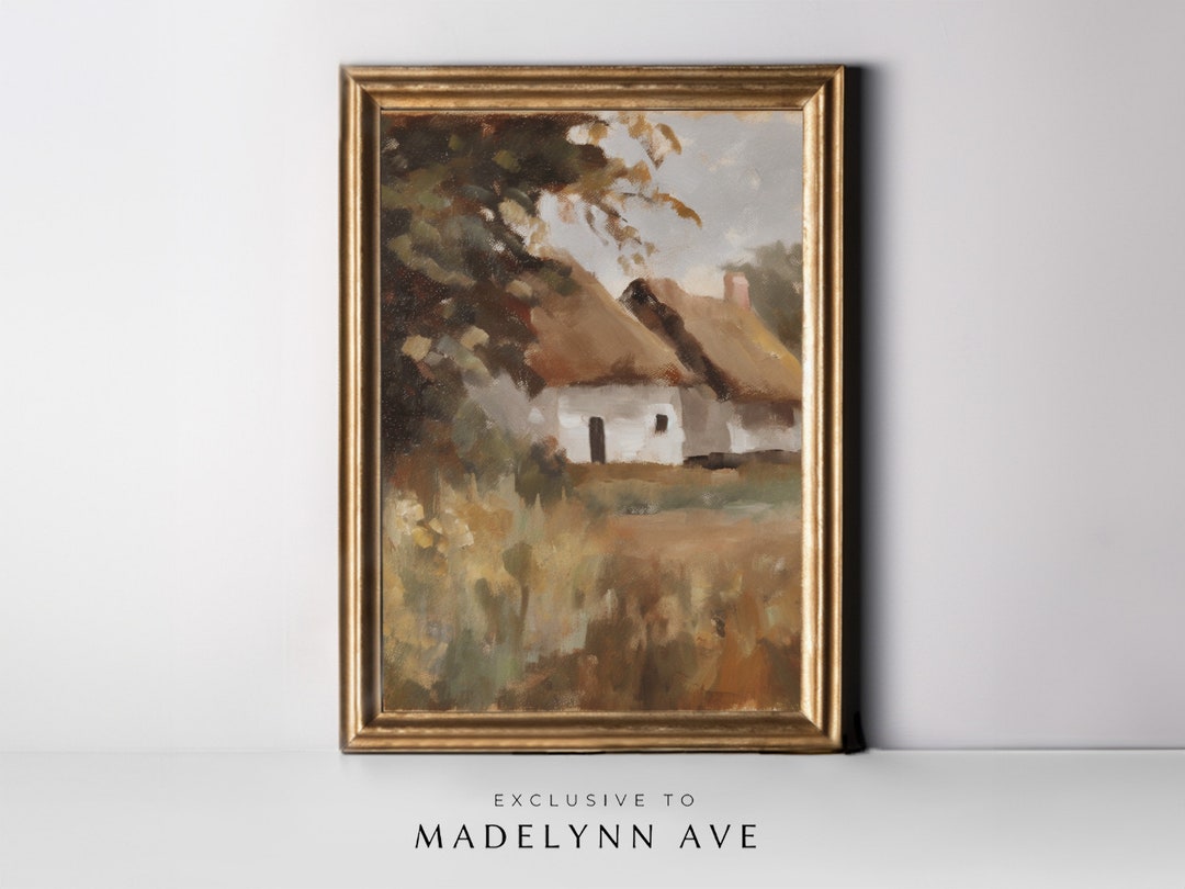 Vintage Country Cottage Art Print, Country Cottage Art Print, Fall Art ...