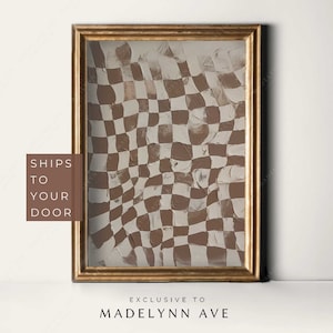 Checkered Art Print, Modern Checkered Art, Neutral Checkered Painting ...