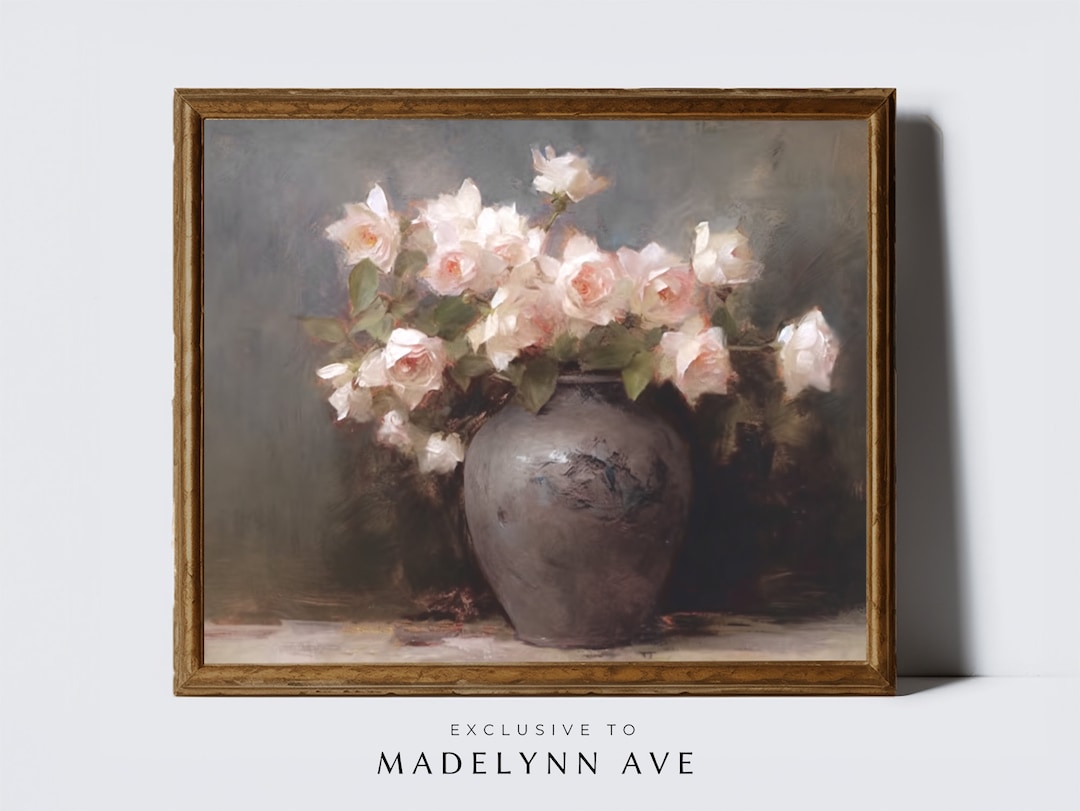 Vase With Flowers Vintage Art Print, Vase With Roses Art Print ...