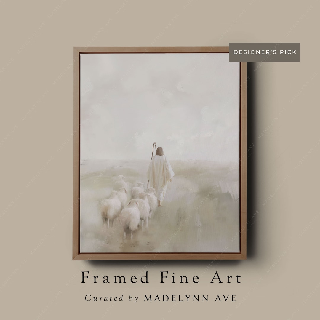 Minimalist Christian Framed Art Print, Neutral Jesus Wall Art for ...