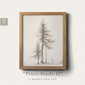 Modern Pine Tree Art Print, Pine Tree Sketch Art Print, Abstract ...