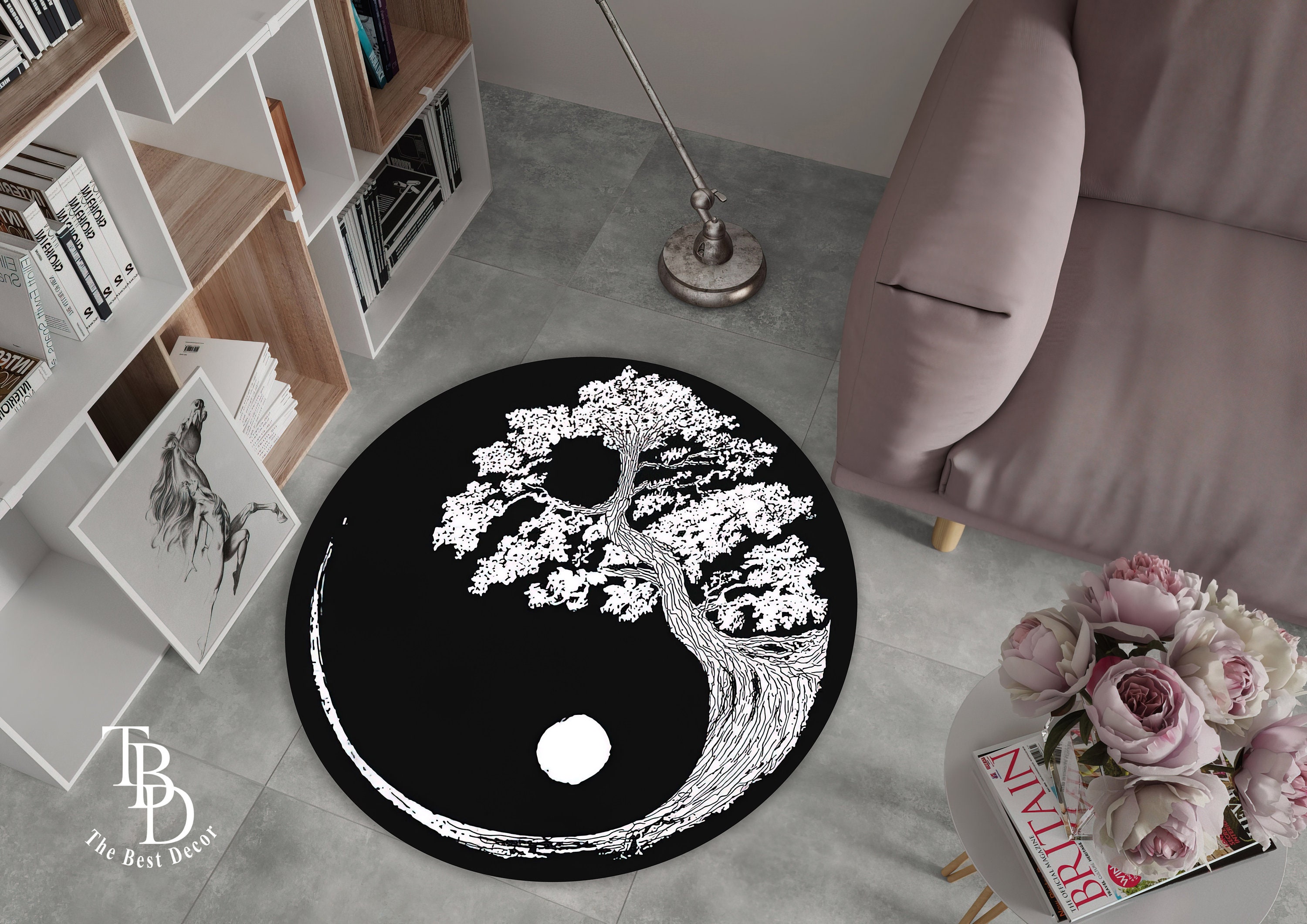 Yin Yang Design Tree of Life Pattern Carpet Yin Yang Carpet - Etsy