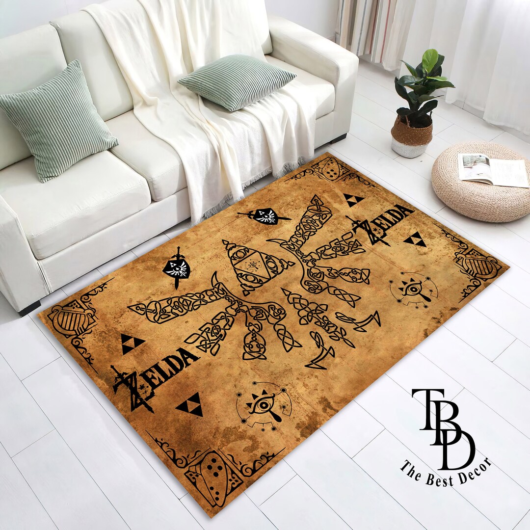 Zelda Rug Legend of Zelda Mat Gift for Gamer Game Room Rug - Etsy